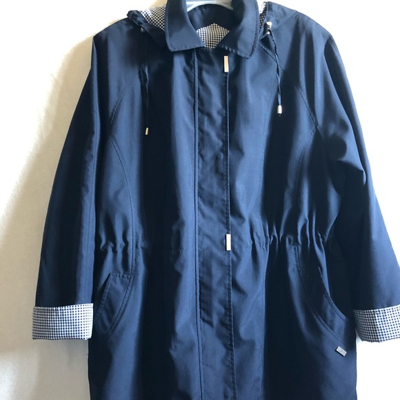 Signature | Jackets & Coats | Navy Blue Spring Coat Jacket Checkered ...